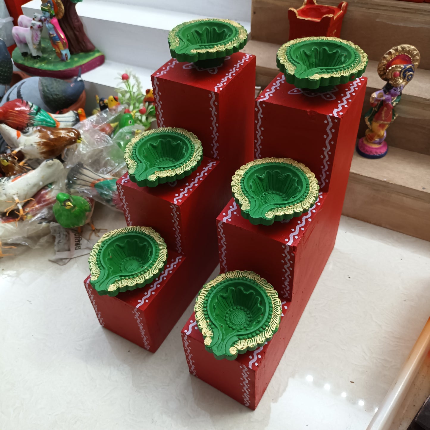 3 Step Diya Stand - Vilakku Padi - DS07 – Decor Duniya