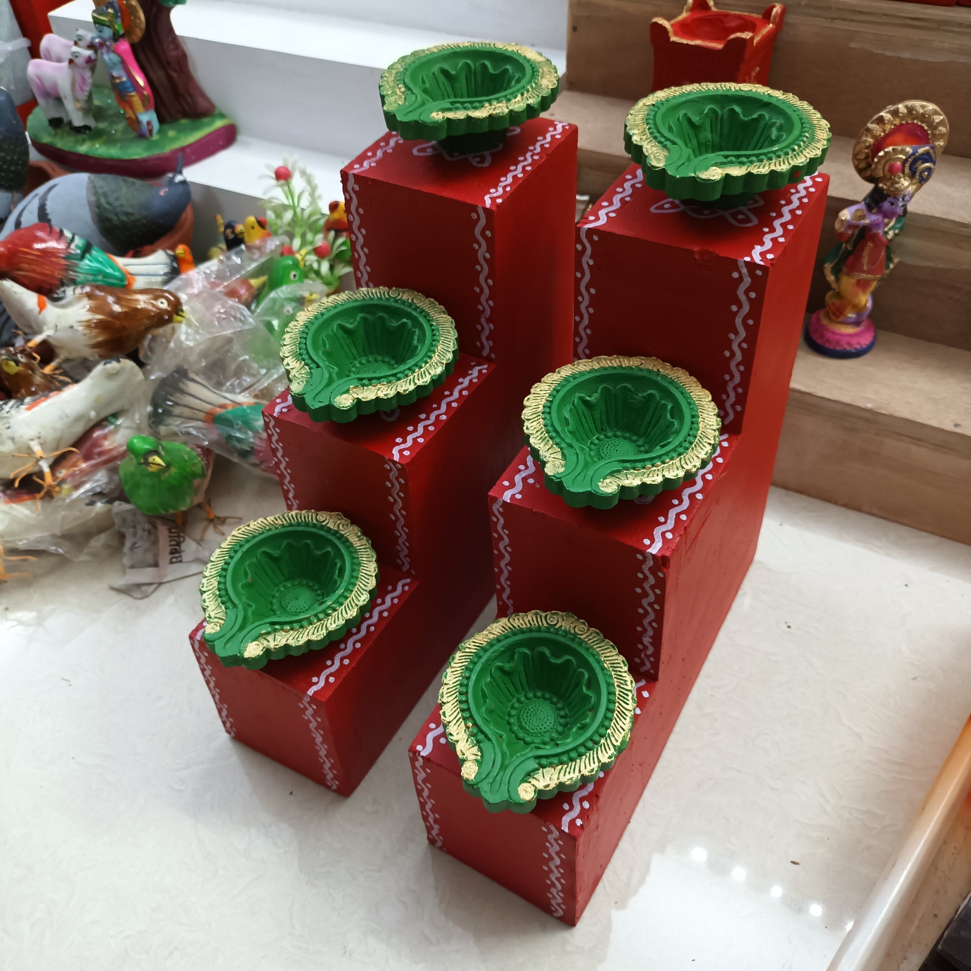 3 Step Diya Stand - Vilakku Padi - DS07 – Decor Duniya