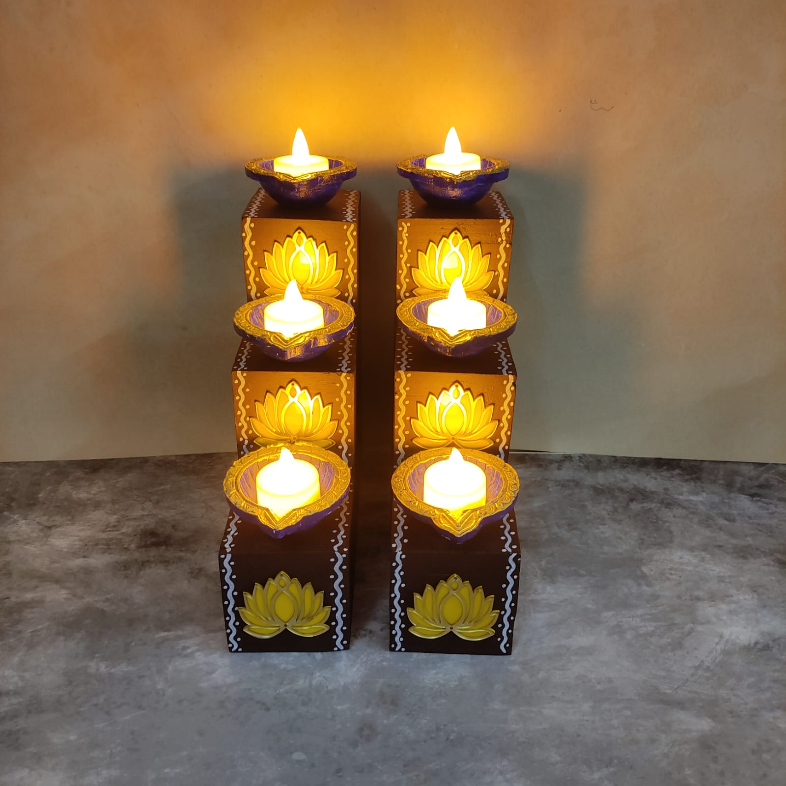 3 Step Diya Stand - Vilakku Padi - DS12 – Decor Duniya