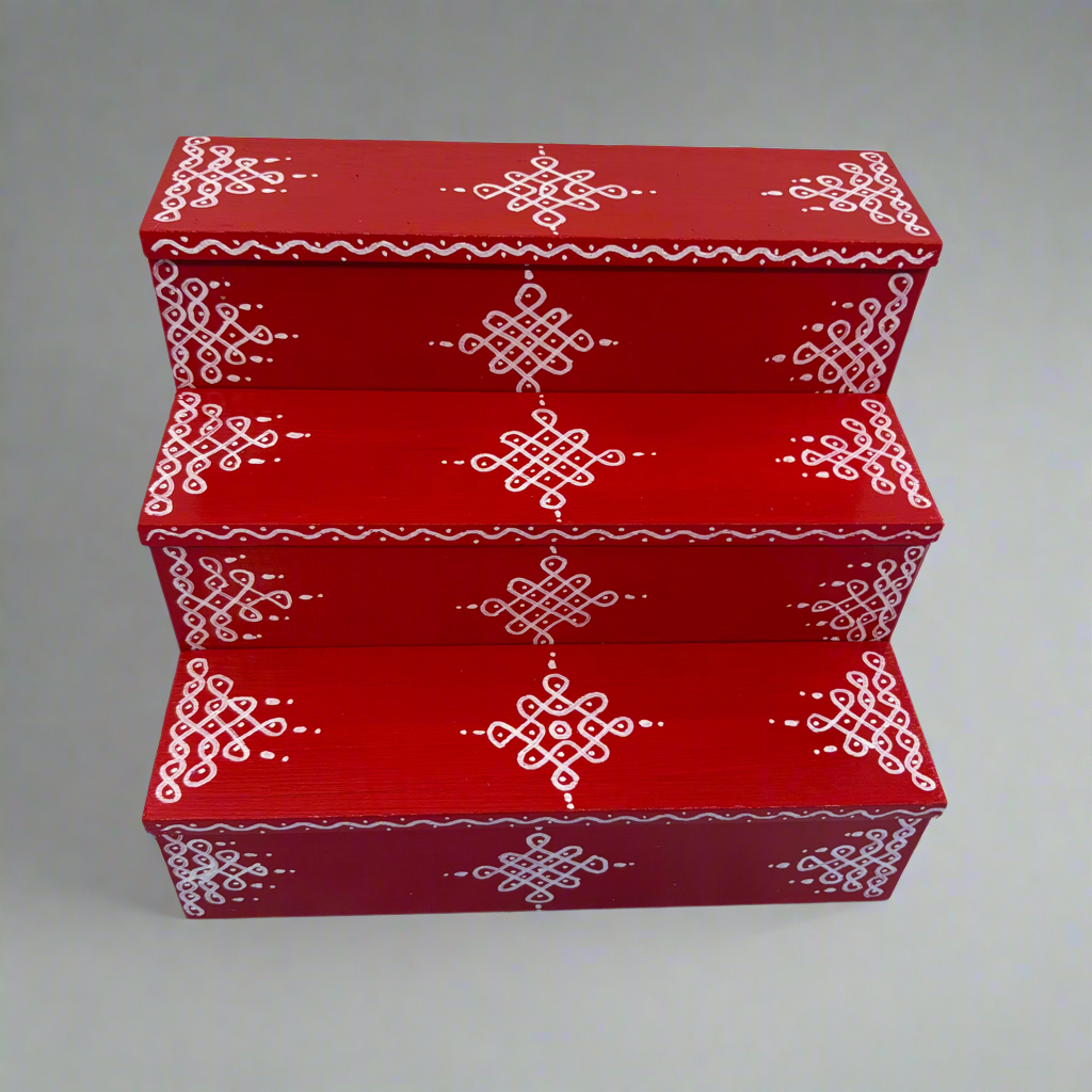 Dismantable 3 Step Golu Padi | 12 inches Width - DGP6 – Decor Duniya