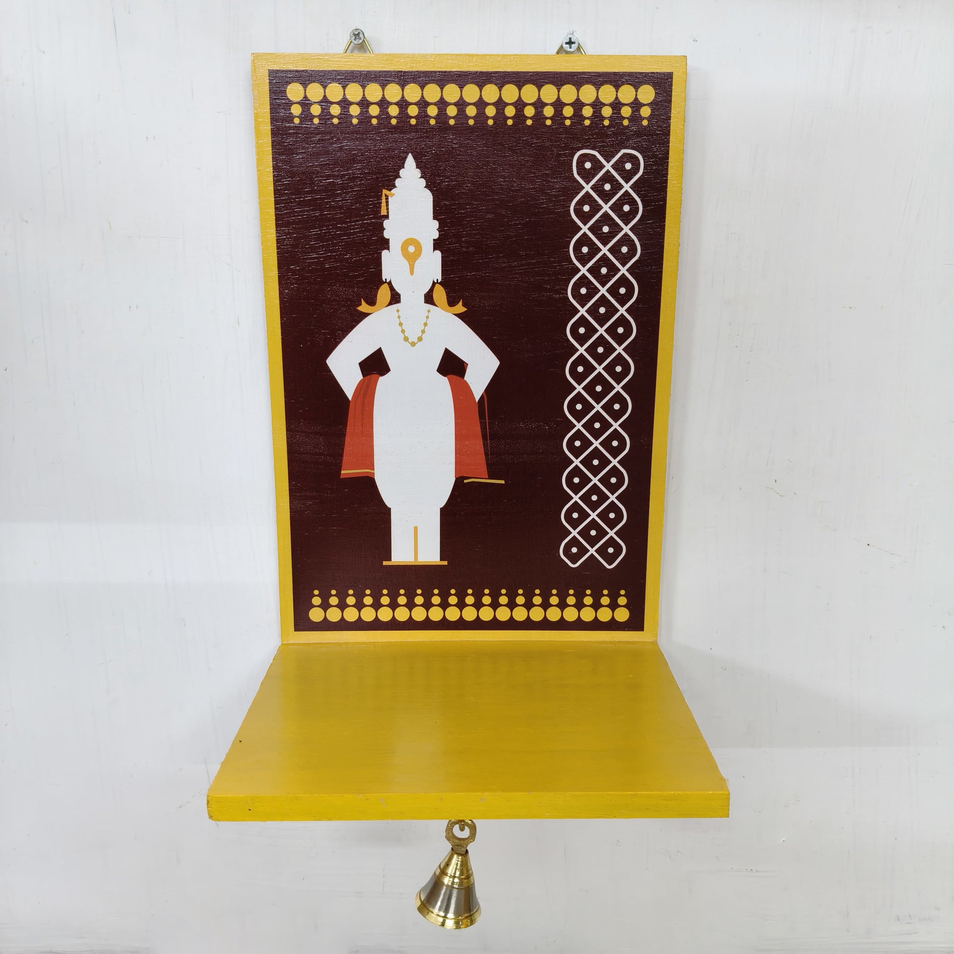 Wooden Kolam Wall Shelf, Vilakku Madam - VMB3 – Decor Duniya