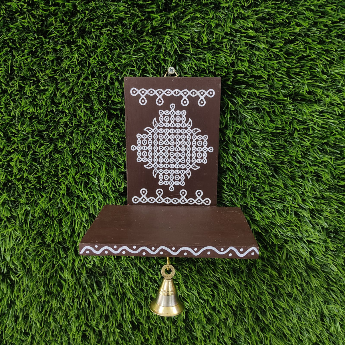 Wooden Kolam Wall Shelf | Vilakku madam - VM3 – Decor Duniya
